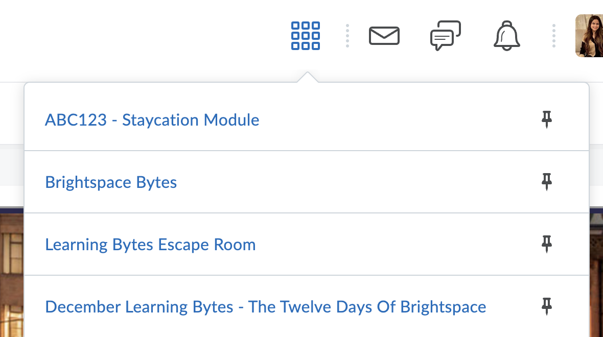 Have you tried pinning a module for easy access in Brightspace? - Quick ...
